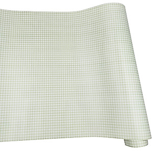 Yifasy 19.7 Feet Roll Green Plaid Shelf Liner Peel and Stick Furniture Shelving Paper Vinyl Wallpaper Cabinet Sticker (M-236.2x17.7 Inch)