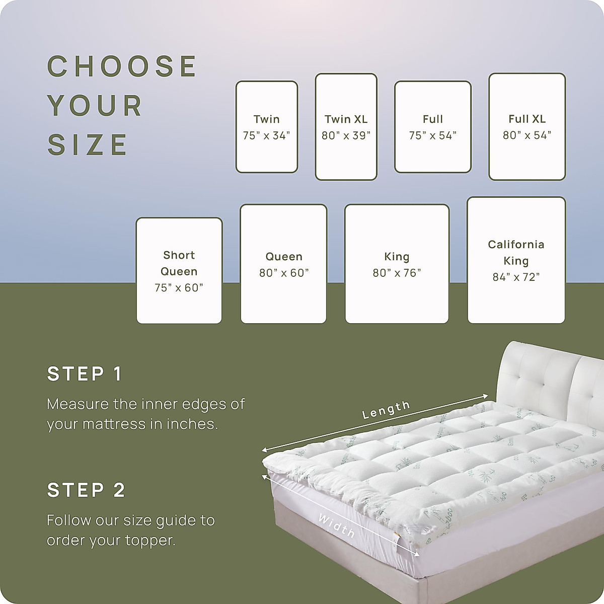 Cooling Mattress Topper - Queen Size | Plush Pad Mattress Topper for Back Pain Relief, 8-21" Deep Pocket | Viscose Made from Bamboo Pillow Top | Bedroom Essentials