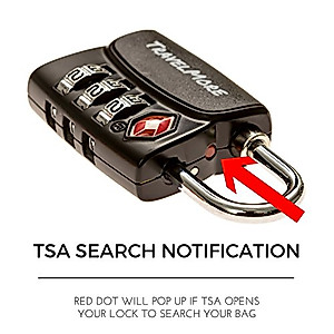 Open Alert Indicator TSA Approved 3 Digit Luggage Locks to Lock Travel Suitcase (4 Pack, Black)