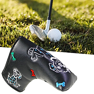 JENPECH Golf Head Cover Dust-Proof Water-Proof Accessory Dog Bone Golf Mallet Putter Head Covers Golf Thick Synthetic Leather Golf Iron Head Covers Set Headcover Fit All Brands White