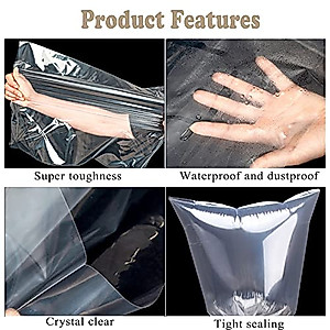 Giant Storage Bag for Carpet, Strong Plastic Bag with Zip Tie for Moving and Packing, Heavy Duty Clear Reusable Bag for Rug Storage, Furniture Covering. Fit 6x9 Feet