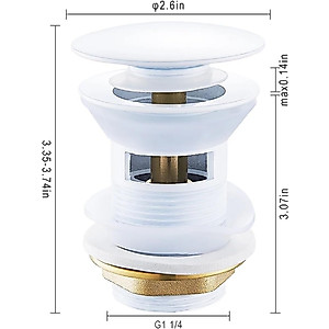 CekoCk Basin Plug pop up Sink Plug Sink Basin Plug Drain White Luxury Sink Pop Up Drain Stopper Basin Bathroom Lavatory Kitchen Bathtub Accessories Cap Washbasin Plug Brass