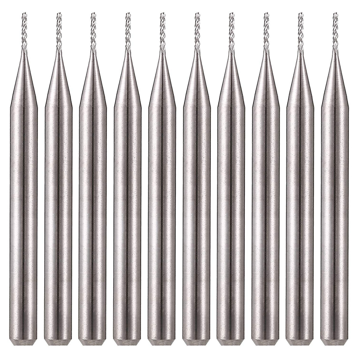 LIBOQIAO 10Pcs 0.6mm Carbide End Mill Engraving Milling Cutter CNC Router Bits for PCB Machine, 1/8" Shank