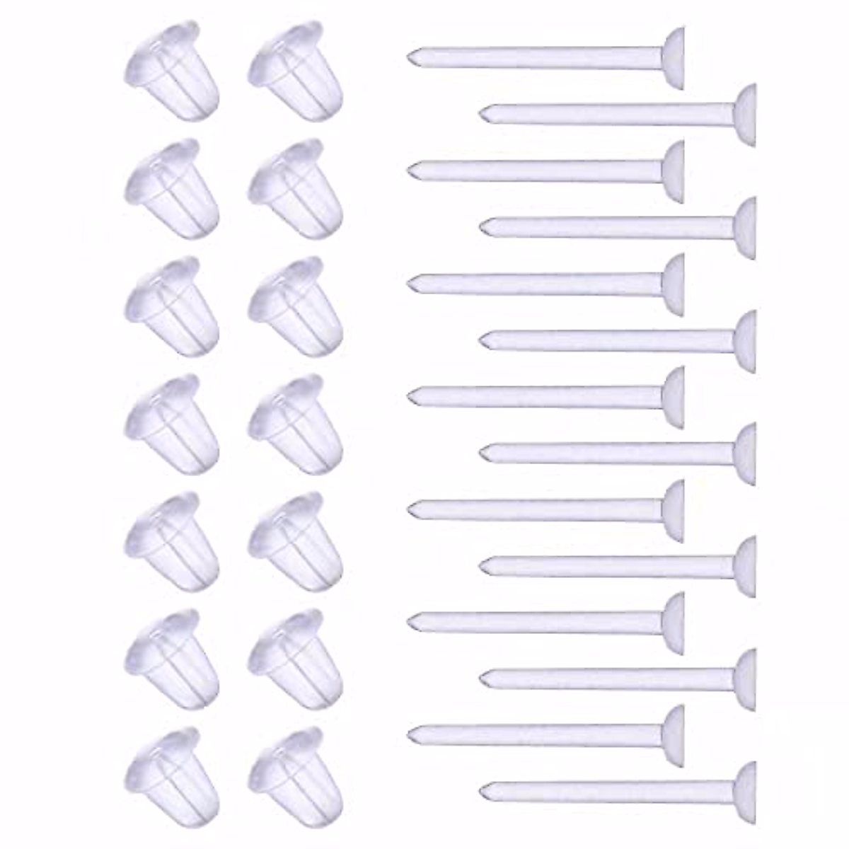 Plastic Earrings,Clear Plastic Earrings Clear Earrings Plastic Post Earrings Plastic Earring Posts and Earring Backs Silicone Earrings Clear Stud Earrings 100 Pairs Back Earrings and Blank Pins Stud…