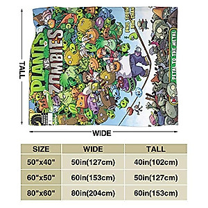 Glenn Isidore P-lants Vs Zom-bies Fleece Blanket - Ultra-Soft Velvet - Throw/Travel - Cozy Lightweight - Easy Care - All Season Premium Bed Blanket 60"x50"