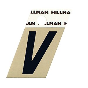 GLD V ADHV 1PC' Hillman 840536 Reflective Black Metal Self-adhesive Letter V 1 Pc.