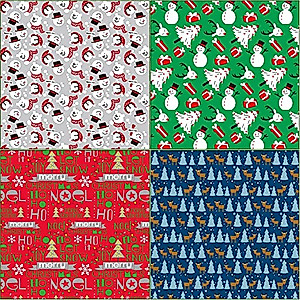 Lulu Home Christmas Wrapping Paper Set, 10ft x 30inch - 4 Rolls (100 sq. ft. ttl) Adorable Art Paper for Wrapping, Assorted Cartoon Wrapping Paper Jumbo Rolls for Kids Xmas Present Packaging