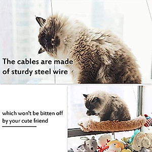 HlinZoom Cat Window Hammock, Cat Window Perch with Fluffy Blanket, Easy to Assemble Cats Window Resting Seat for Sunbathe Indoor