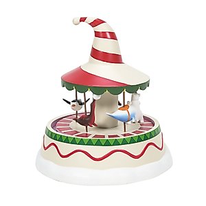 Department 56 Disney The Nightmare Village Accessories Christmas Town Carousel Rotating Animated Figurine, 7 Inch, Multicolor