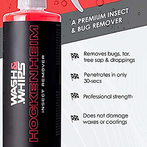 WASH&WHIPS Hockenheim Bug Remover - for Dead Insects, Droppings and Grease for Car Detailing, RVs, Trailers, Boats, Professional Strength Dissolves without Scratching, 16 fl oz