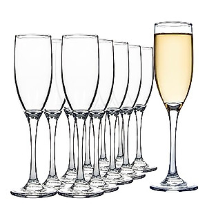 UMEIED Classic Champagne Flutes Set of 12, 6 Oz Elegant Stemmed Crystal Clear Champagne Glasses Sparkling Wine Glass for Wedding Anniversary Birthday Christmas