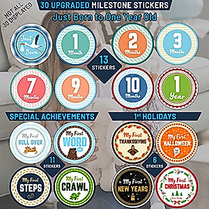 Little Growers Baby Memory Book WITH Keepsake Box, Baby Milestone Stickers AND Baby Footprint Kit - First 5 Years New Baby Scrapbook AND Photo Album, 5 Baby Shower Gifts in 1, for Newborn Boy