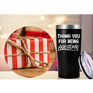 AMZUShome Thank You for Being Awesome Travel Mug Tumbler.Thank You Gifts,Inspirational Appreciation Graduation Christmas Birthday Gifts for Men Women Boss Coworker Friends(20oz Black)