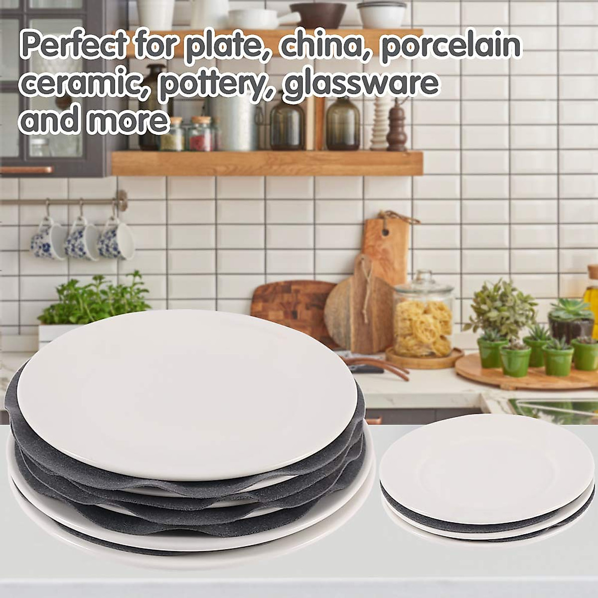 Soft Felt Plate Protectors, Set of 30 and 2 Different Size, Plate Separators Pads China Storage Dividers Protectors Dish Protectors Pads for Protecting and Stacking Your Cookware