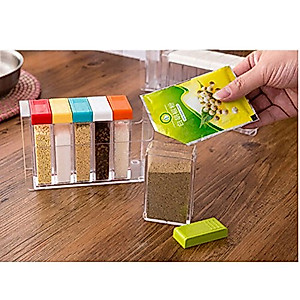 Spice Shaker, 6 Pcs Seasoning Rack Spice Pots Storage Container Condiment Jars with Tray for Salt Sugar Cruet