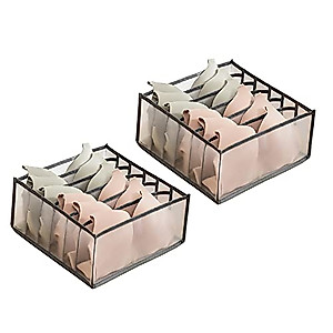 2Packs Wardrobe Clothes Organizer, Small Underwear Organizer, Drawers Organizer for Clothes(6 Grids)