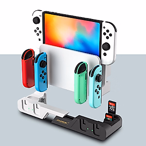 ECHZOVE Joy Cons Charging Station, Switch OLED Controller Charger White, Remote Charger Compatible with Switch and Switch OLED
