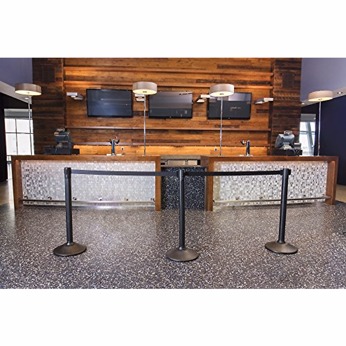 US Weight - U2000 Sentry Stanchion with 6.5 Foot Retractable Belt – Easy Connect Assembly (2-Pack), Black