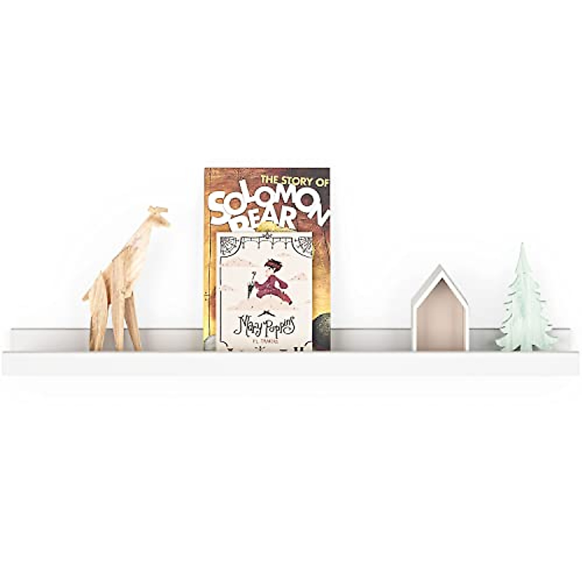 Ballucci Floating Wall Shelf, 35" Wall Mounted Long Picture Ledge Wood Shelf for Nursery, Living Room, Bedroom, Kitchen - White