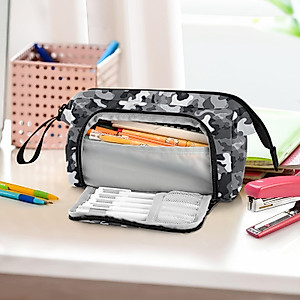 J JOYSAY Black White Classic Camo Pencil Case Large Capacity Pencil Pouch for Girls Boys Markers Storage Cute Pencil Case for Boys Travel