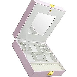 ZZYINH AN207 Pu Leather Simple Storage Jewelry Box Creative Home Earrings Necklace Jewelry Box Portable Dressing Case for Jewelry Gift Box Small Jewelry (Color : Light Purple)