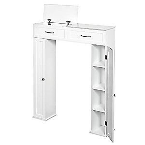 Zenna Home Lift Top Storage Console Cabinet Bathroom Spacesaver, White