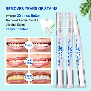 Teeth Whitening Pen 3 Pack, 35% Carbamide Peroxide, Effective, No Sensitivity, Easy to Use, Beautiful White Smile, Natural Mint Flavor