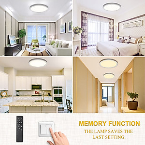 2 Pack 12 Inch Dimmable Flush Mount LED Ceiling Lights Fixtures 24Watt with 2PCS Remote Control, Color Temperatures in 3000K-6000K, Flat Round Ceiling Lamp Mount for Bedroom Kitchen Laundry Room