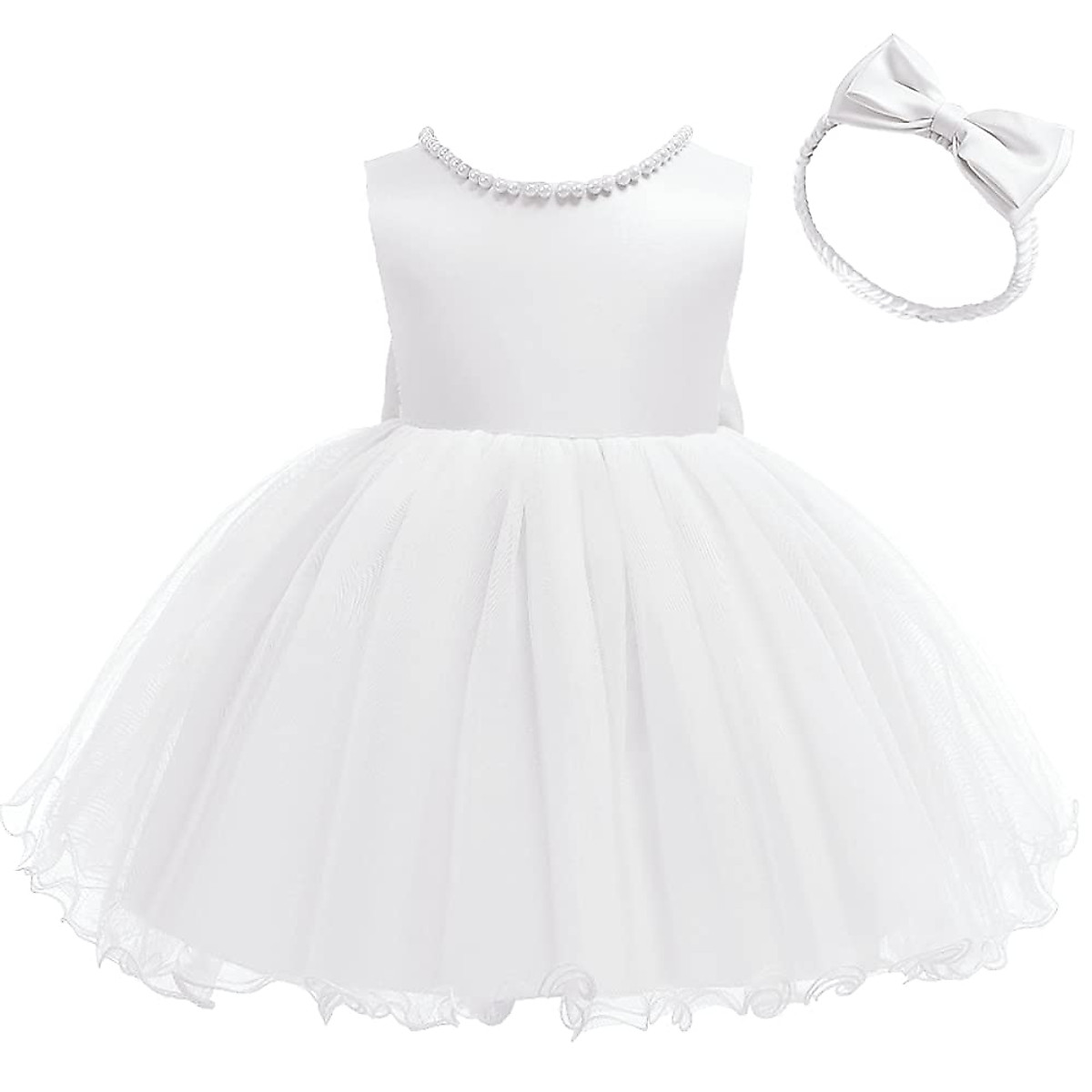 TUIJI Toddler Baby Party Christmas Easter Dresses Birthday Wedding Little Flower Girl Ruffled Pageant Formal Dress 18M 24M White 90