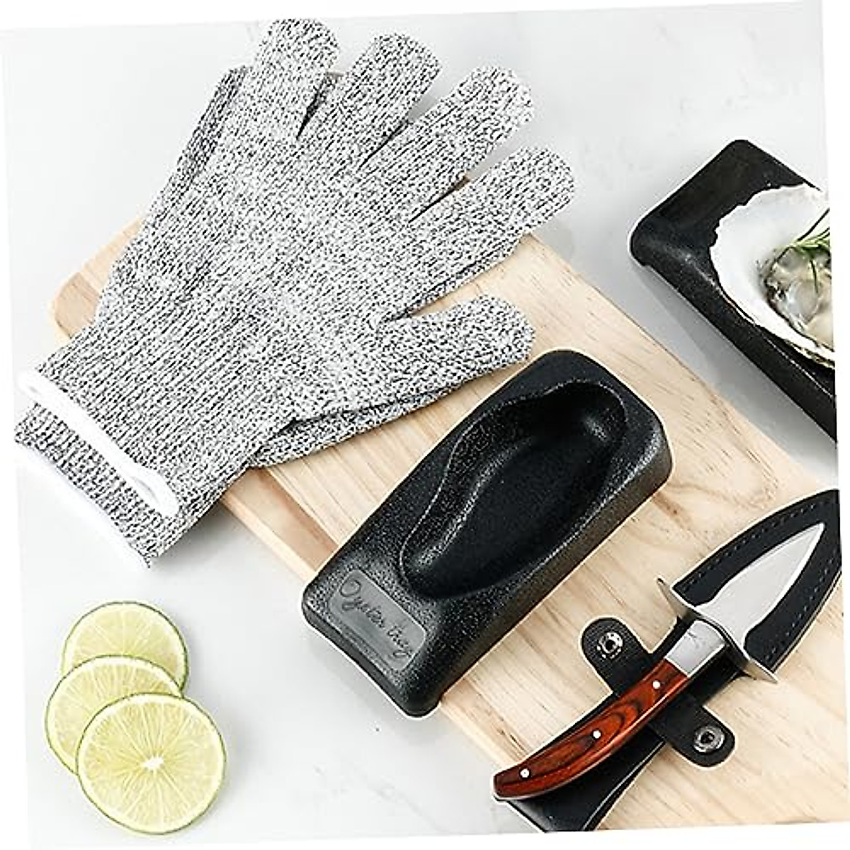 HOLIDYOYO 2pcs Oyster Seat Oyster Shucking Oyster Trays Seafood Shucking Clamp Oyster Stand Holder Shucker Tool Kitchen Utensils Holder Oyster Knife Shucker Oyster Opener Clamp Pan Black Pvc