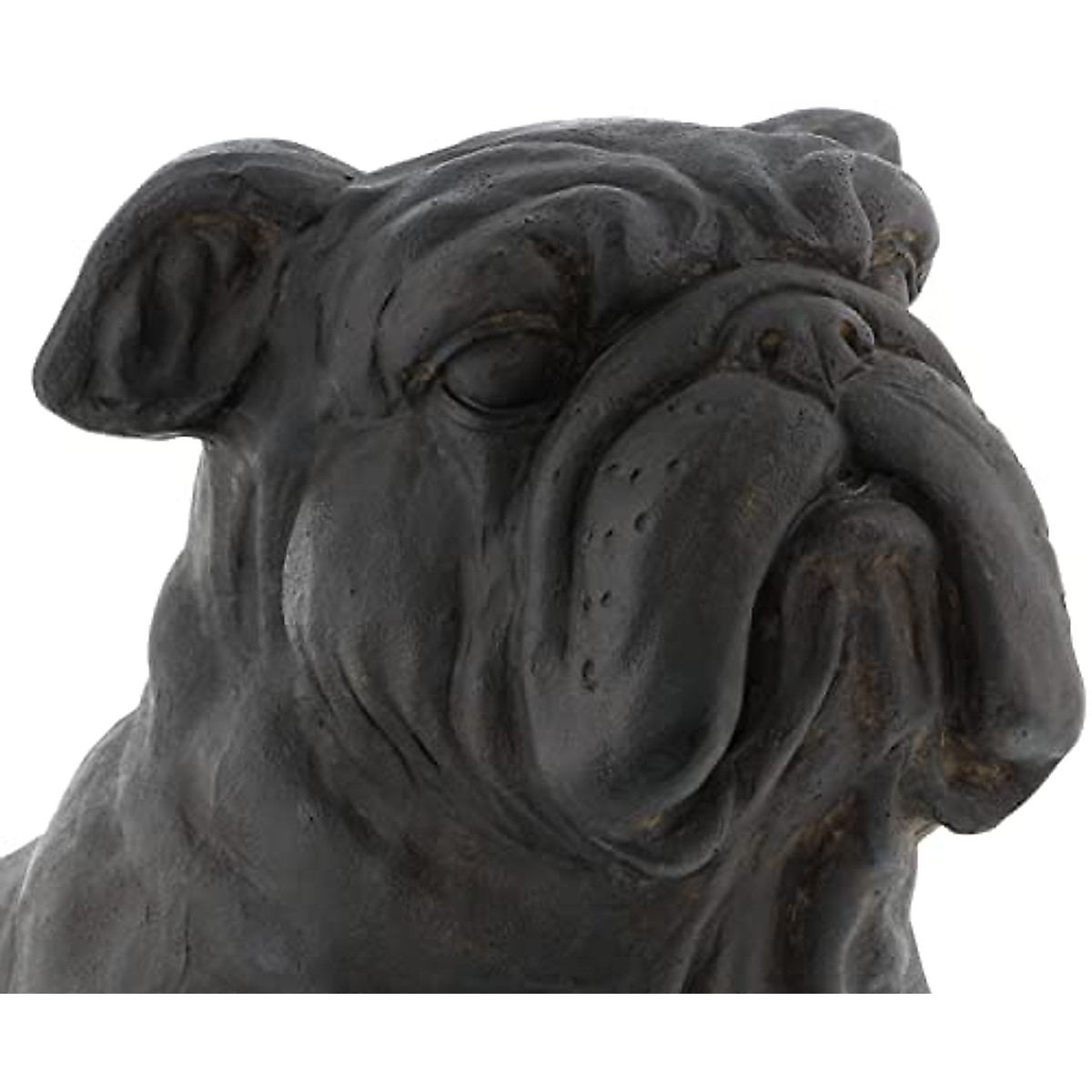 Deco 79 Polystone Bulldog Decorative Sculpture Weathered Sitting Home Decor Statue, Accent Figurine 17" x 9" x 13", Brown