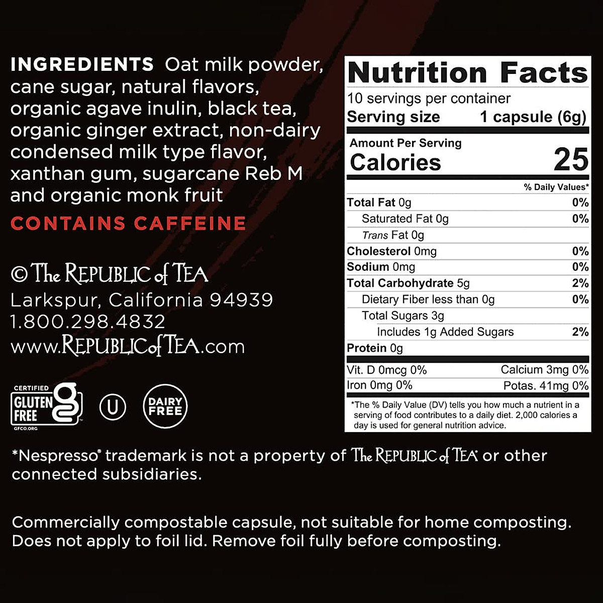 The Republic of Tea Chai•Latte Capsule-Compatible Recyclable Tea Pods (10 count)