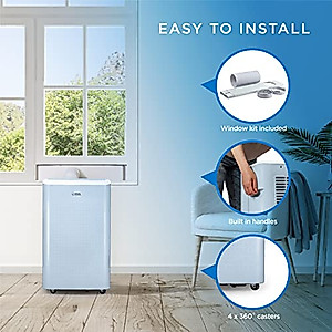 Commercial Cool CCP6JB, Dehumidifier & Fan, 9,000 Bedroom AC Unit with 2 Remote Controls & Covers up to 400 Sq. Ft, Alexa & Wifi Enabled, Smart portable-air-conditioners, 9000 BTU, Blue