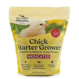 Manna Pro birds Chick Starter | Medicated Chick Feed Formulated with Amprolium | Prevents Coccidiosis | Feed Crumbles | 5 Pounds