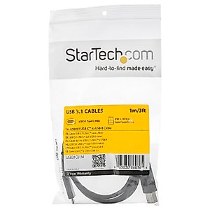 StarTech.com USB C to USB B Printer Cable - 1m / 3 ft - Superspeed - USB 3.1 - 10Gbps - USB C Printer Cable - USB Type C to Type B (USB31CB1M) , Black