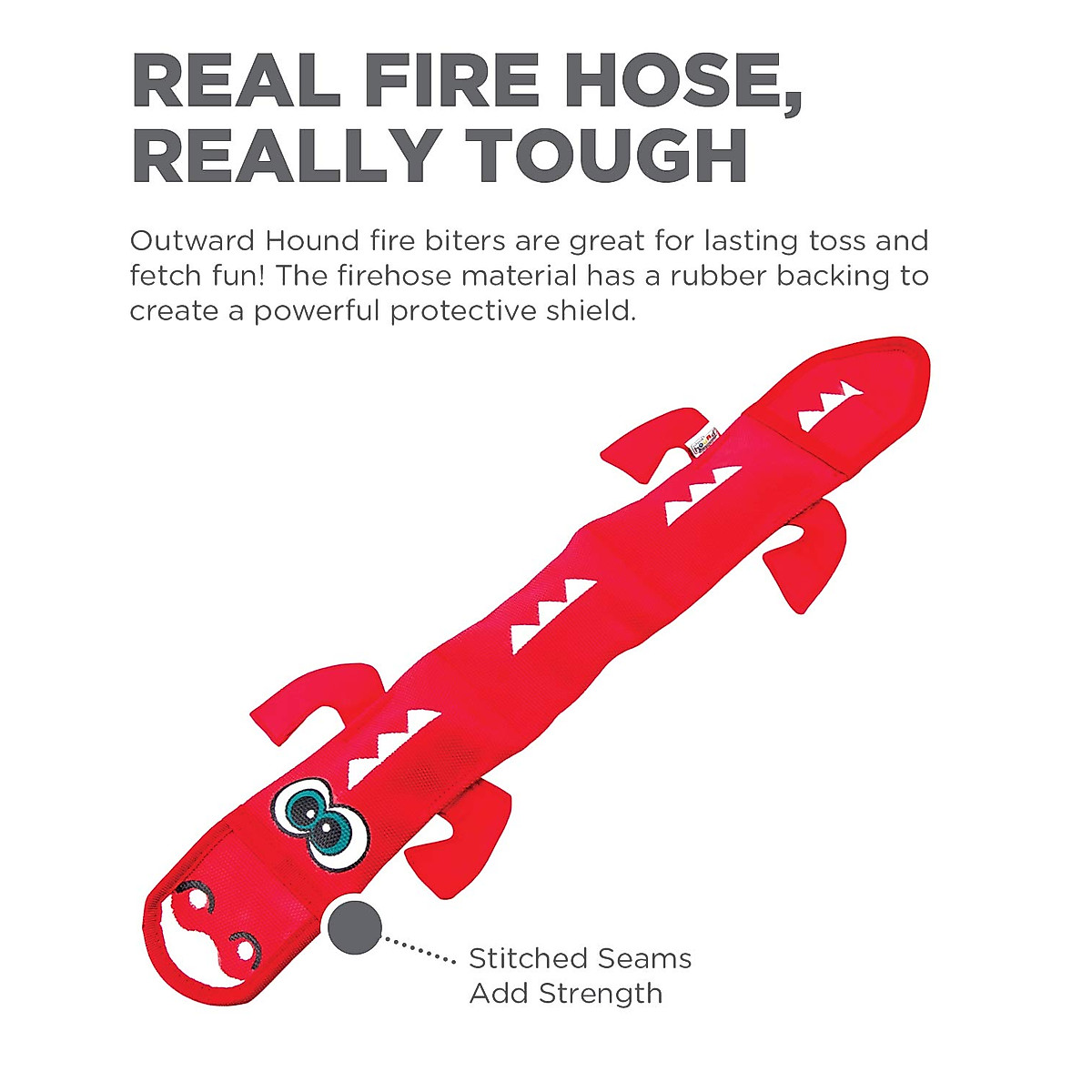 Outward Hound Fire Biterz Dragon Plush Firehose Material Interactive Dog Toy, Large