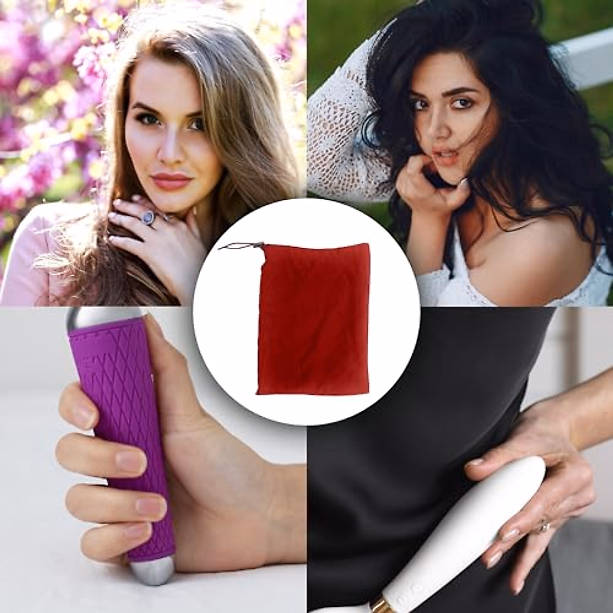 Adult Game Toy Storage Bags - 5 PCs Red 15.7x11.8 Inch Microfiber Drawstring Pouches - Travel Friendly Adjustable Toy Organizer Foldable Ditty Underwear Bag Sunglasses Case