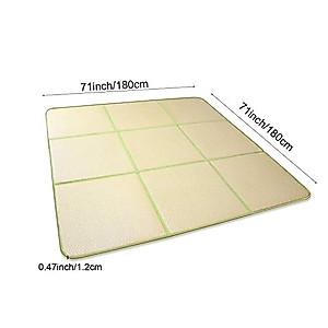 MYOYAY 71'' x 71'' Tatami Mat Rattan Japanese Floor Mats 0.47'' Thickness Large Memory Foam Breathable Sleeping Mat Non-Slip Crawling Mats Living Room Bedroom Area Rug with Storage Bag