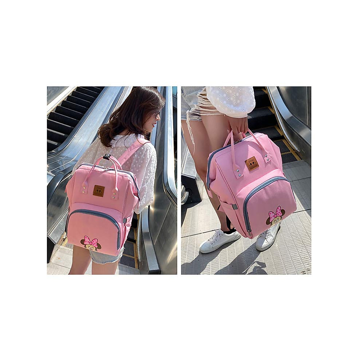 OMGA Mummy Mickey Mouse Diaper Bag Oxford Stylish Nappy Bags With Multi-Function for Baby (pink)