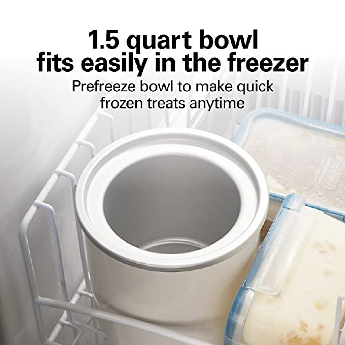 Hamilton Beach Electric Automatic Ice Cream Maker, Frozen Yogurt, Sorbet, Custard 1.5 Quart, White (68880)