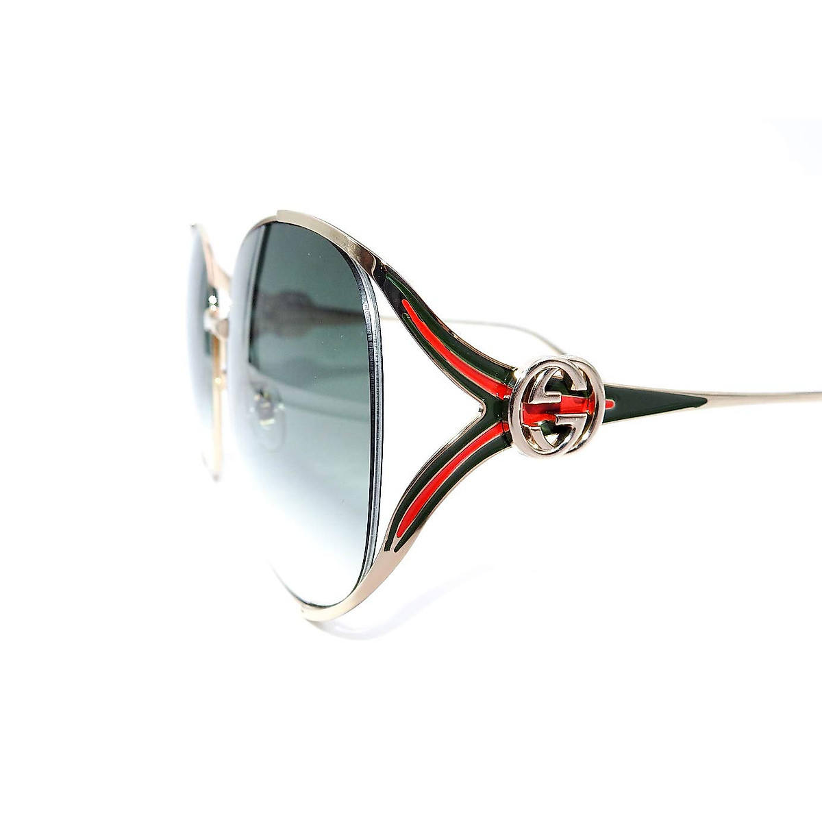 Gucci GG0225S 003 Gold/Green GG0225S Round Sunglasses Lens Category 2 Size 63