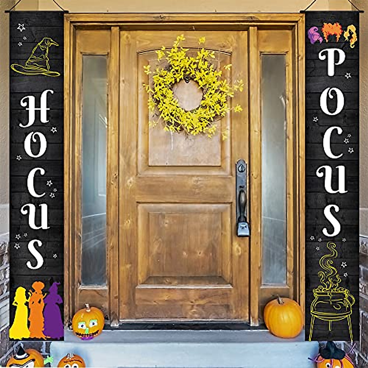 Halloween Front Porch Decor - Hocus Pocus Porch Sign Hanging Decorations Banner Outside