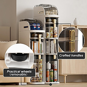 ILWorkTLs 4-Tire Plastic Slim Storage Cabinet,Rolling Narrow Organizer with Toilet Paper Holder, Multifunctional Floor Cabinet for Small Spaces Bathroom Kitchen Bedroom Living Room