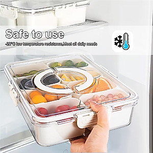 Snack Box Container, Divided Serving Tray with Lid and Handle Snackle Box Container, Snack Organizer for Adults Fruit Tray, Veggie Tray, Perfect for Party, tackle box for snacks