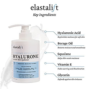 Elastalift Hyaluronic Acid Moisturizer Body Lotion | Anti Aging Skin Care Body Cream & Face Lotion Diminishes Look Of Wrinkles, Sagging Skin, Crepey Skin, Cellulite, Stretch Marks, Dry Skin, 15 Fl Oz