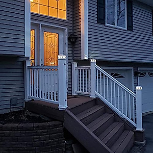 Solar Post Cap Lights Outdoor Solar Powered Post Lights Waterproof LED Fence Light Warm/Cool White 2 Modes Landscape Lamp for 4x4 Posts Garden Yard Deck Fence Patio Decor - White, 4 Packs