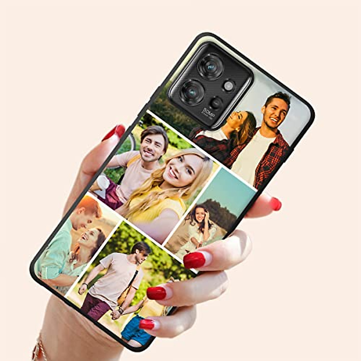 Custom Phone Case for Motorola ThinkPhone, Anti-Scratch TPU Soft Shock-resistand Protective Case Personalized Customized Multi-Picture Case Anniversary Xmas Birthday Present, Black