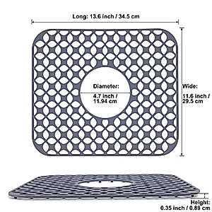 Sink Protectors for Kitchen Sink, SCITURE Sink Mats for Kitchen Stainless/Ceramic Sinks, Folding Non-slip Kitchen Sink Mat, Heat Resistant Silicone Sink Mat (1 Pcs, Grey, 13.58 ''x 11.6 '')