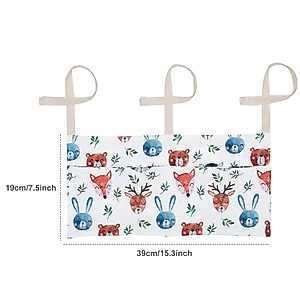 ikasus Hanging Diaper Organizer for Crib, 2 Pockets Organizer Personalized Printing Nursery Crib Hanging Classified Storage Bag Baby Bedside Hanging Organizer for Toys Diapers Wipes Baby Essentials