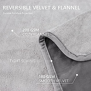 Tuffeel Waterproof Dog Blanket, 68x82 inches Soft Leak Proof Pet Couch Throw for Sofa, Bed Furniture Protector Covers from Dogs Puppys Cats Washable-Light Grey+Dark Grey